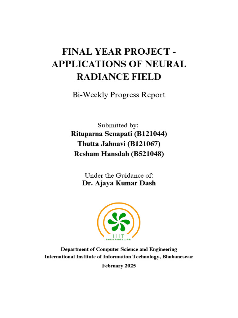 Nerf Weekly Report March | PDF | Rendering (Computer Graphics) | 3 D Computer Graphics