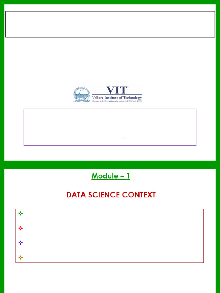 Bcse206l Fds Module-1 Smsatapathy | PDF | Data Science | Predictive Analytics