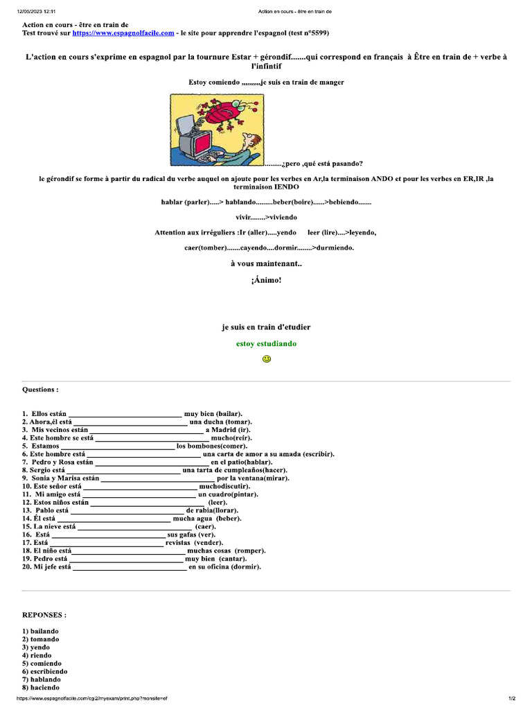 Action en Cours - Être en Train de | PDF