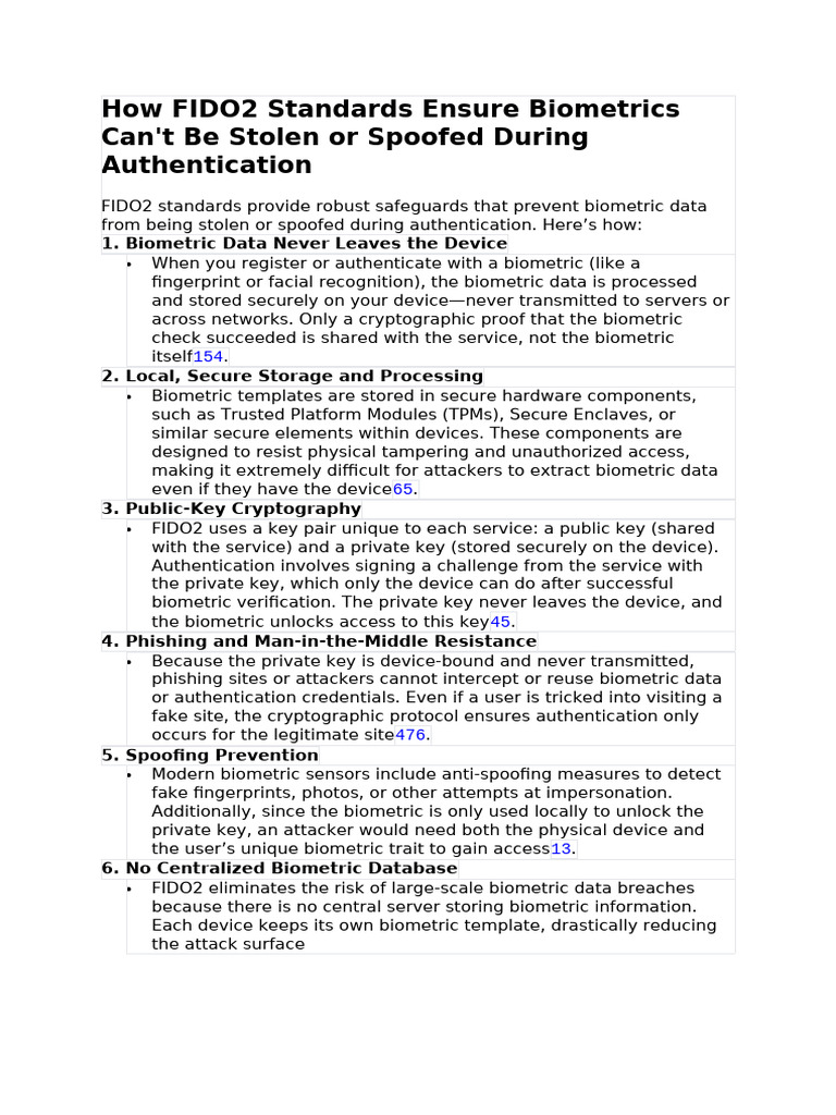 FIDO2: Securing Biometrics in Authentication | PDF | Biometrics ...