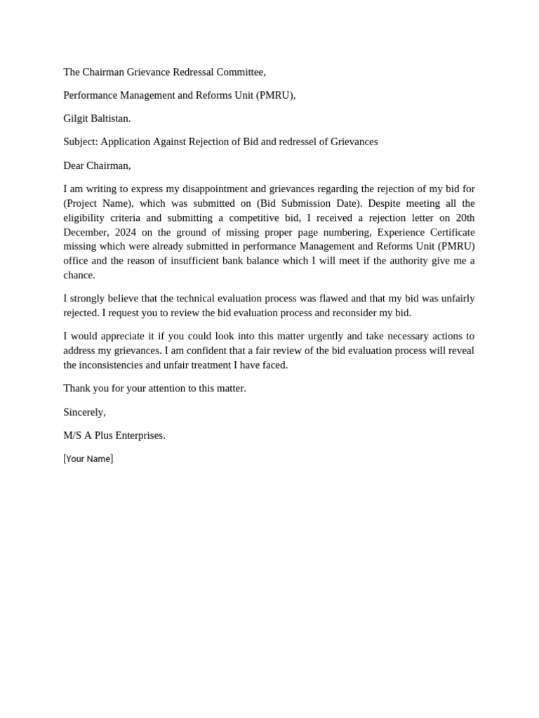The Chairman Grievance Redressal Committee | PDF