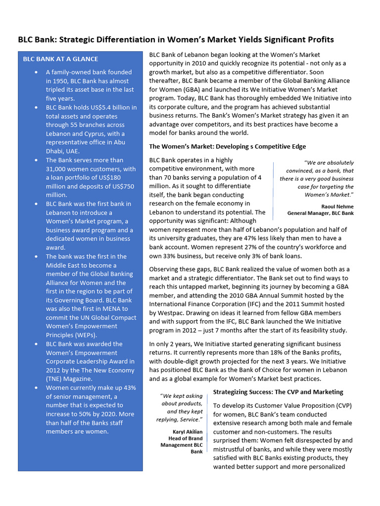 7 - Сase study 1.1.2 - BLC Bank | PDF | Banks | Parental Leave