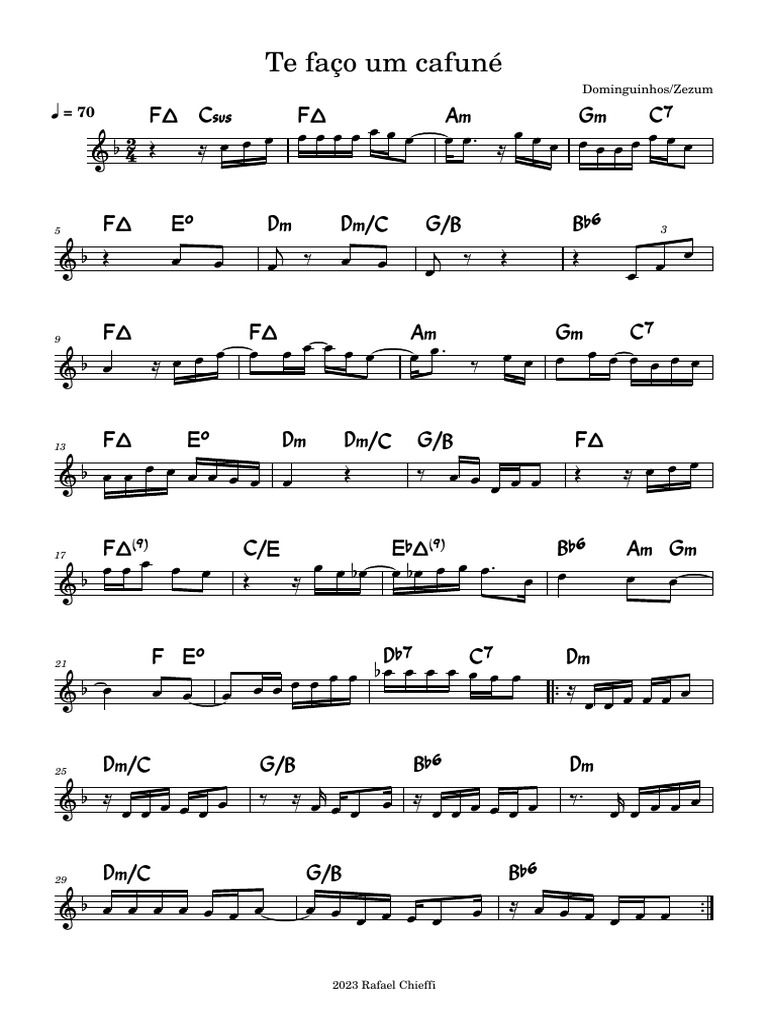 Te Fao Um Cafun Dominguinhos e Zezum - Acordes e Melodia | PDF