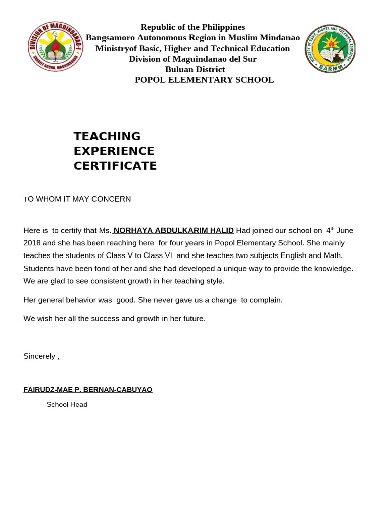 Teaching Experience | PDF