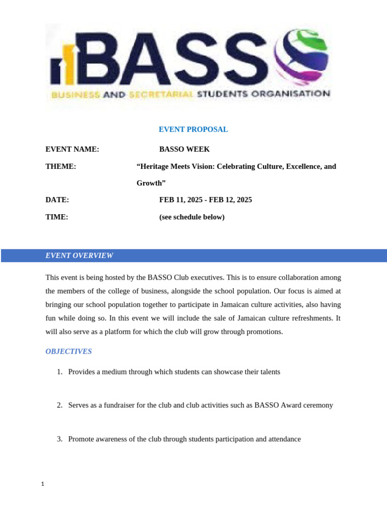 Basso Week Jam Day Proposal | PDF | Jamaica