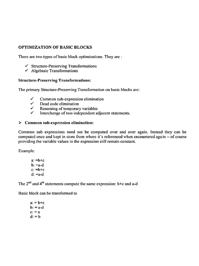 Optimization of basic blocks | PDF