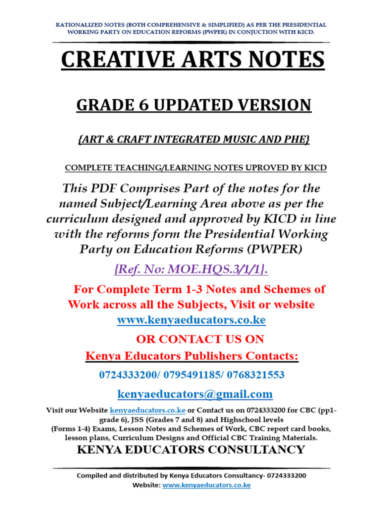 Creative Arts Grade 6 Notes | PDF