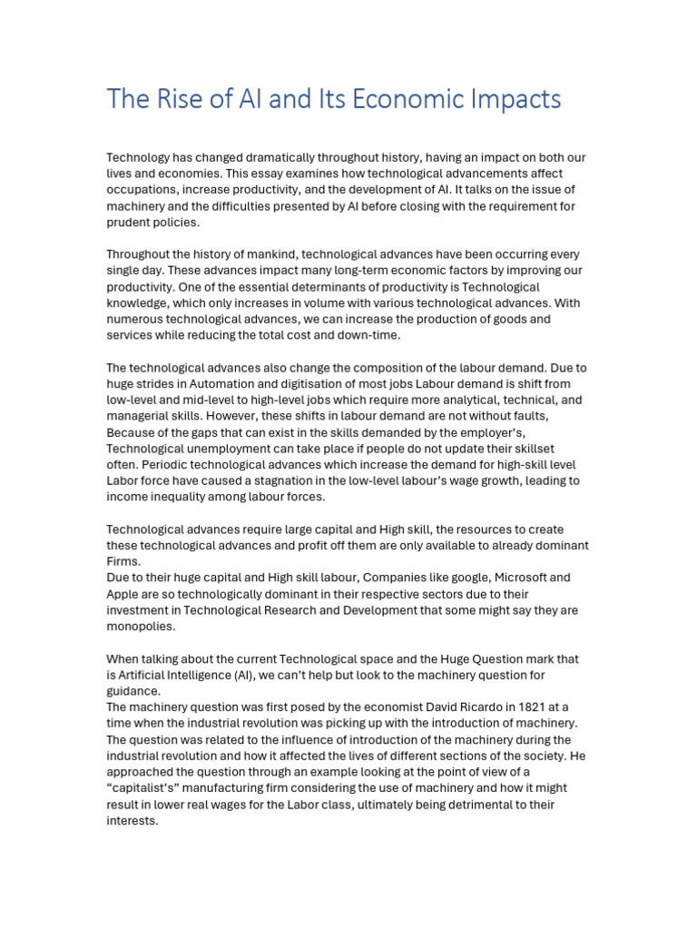 Rise of AI and Its Economics Impact | PDF | Artificial Intelligence ...