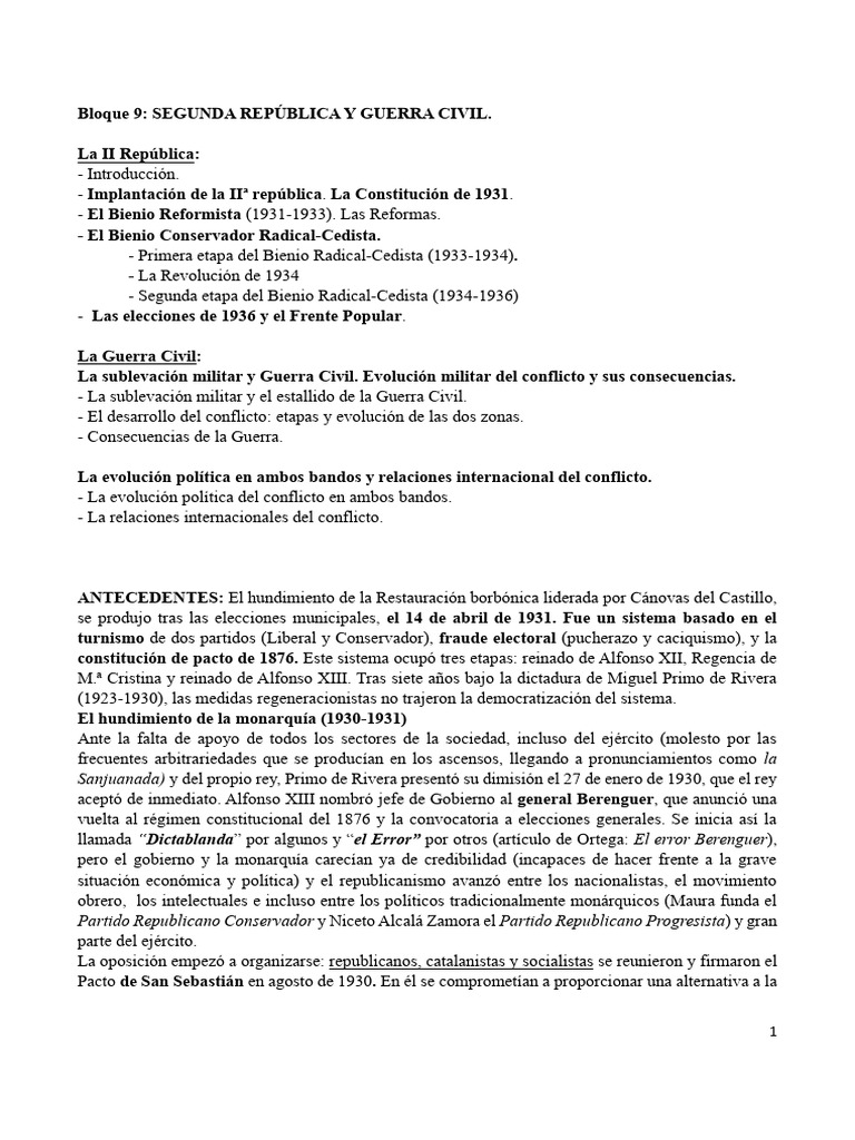 Bloque 9 | PDF | guerra civil Española | Francisco franco