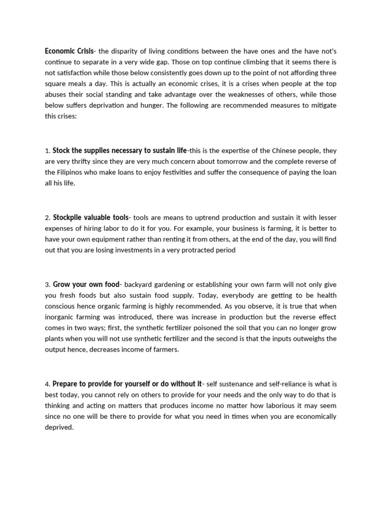 Economic Crisis Report WPS Office | PDF | Agriculture | Organic Farming