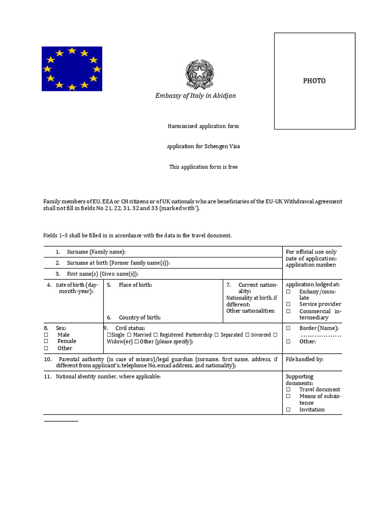 Schengen Short Stay Form Eng | PDF | Travel Visa | Passport