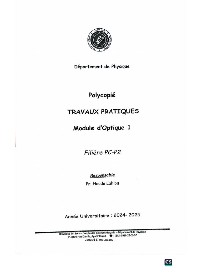 Polycope Tp Optique1 | PDF