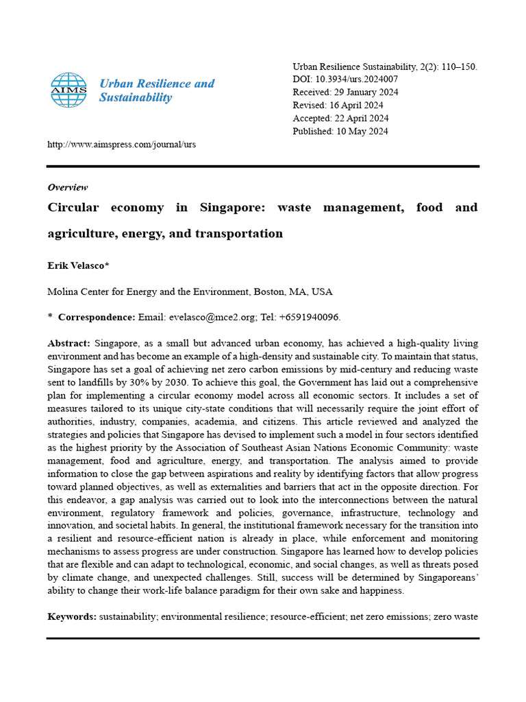 Circular Economy in Singapore Waste Management Foo | PDF | Recycling ...