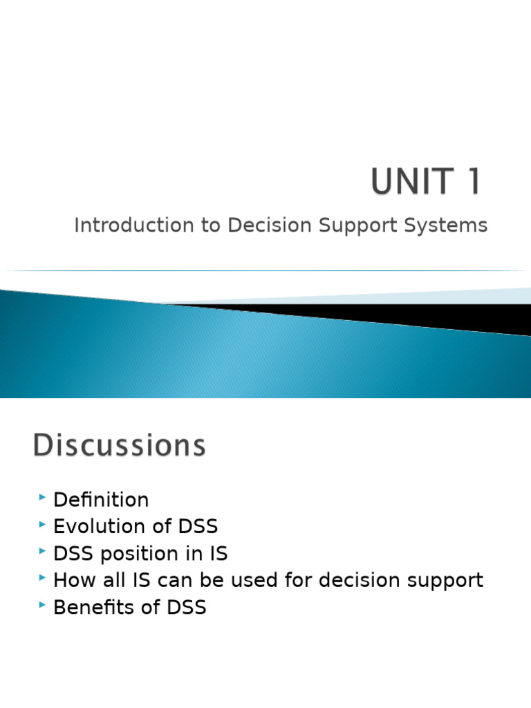 DSS Unit 1 | PDF | Decision Support System | System