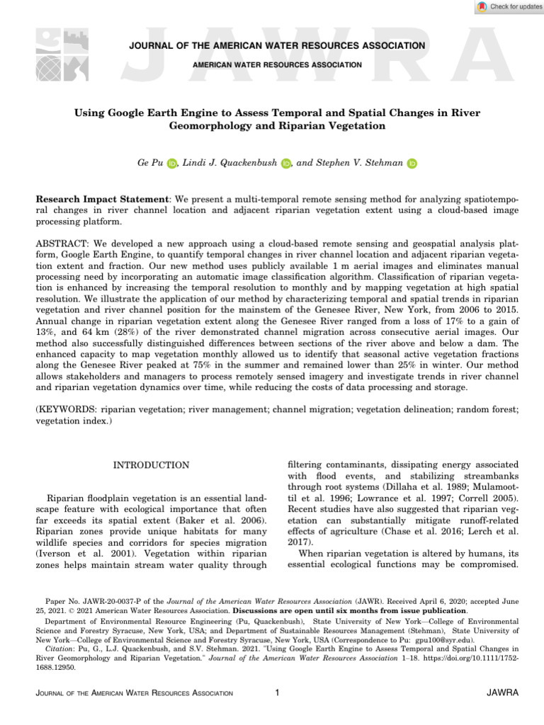 Using GEE To Assess Temporal | PDF | Remote Sensing | Riparian Zone