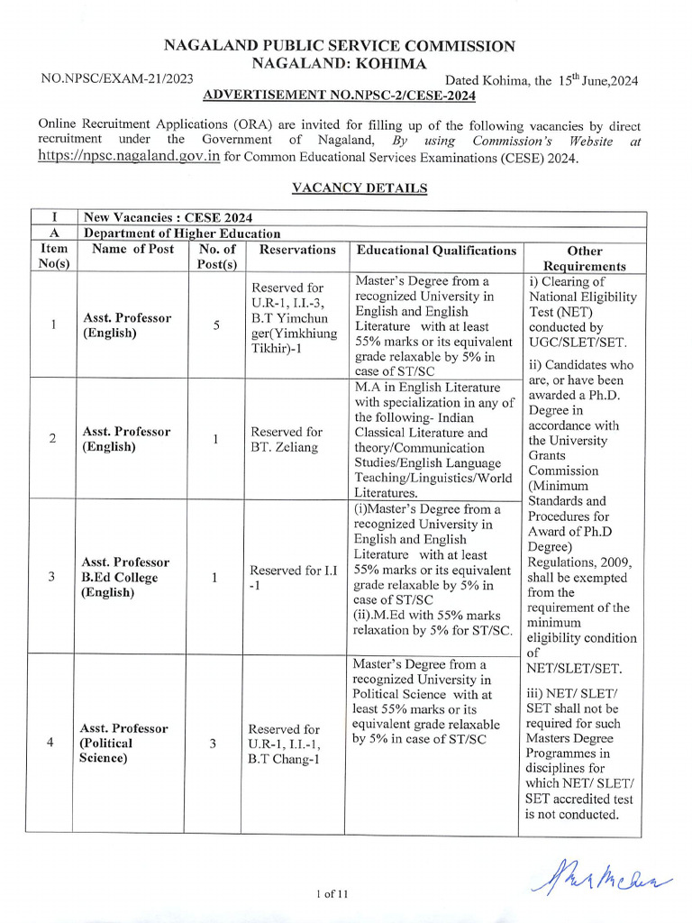 NPSC Asst. Professor and Others 2024 | PDF