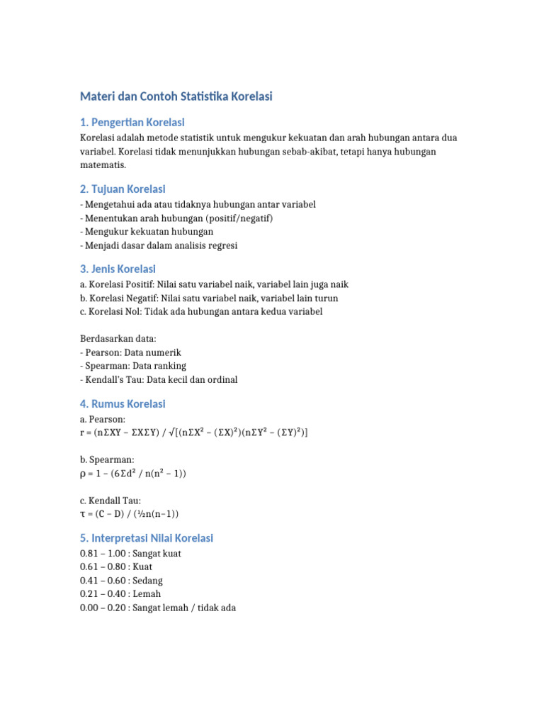 Statistika Korelasi Materi Dan Contoh | PDF