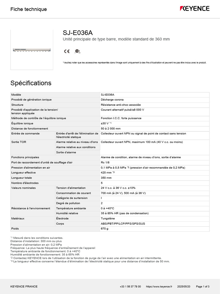 Fiche technique SJ-E036A - Élimination statique | PDF ...