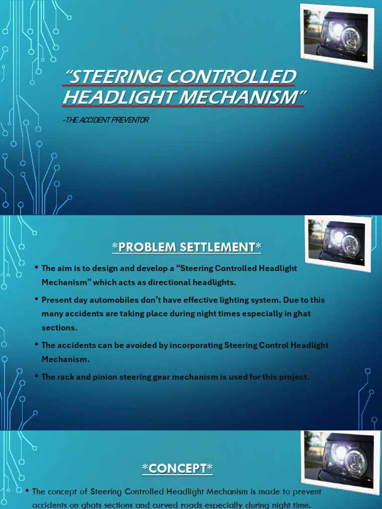 Steering Controlled Headlight Mechanism | PDF | Steering | Headlamp