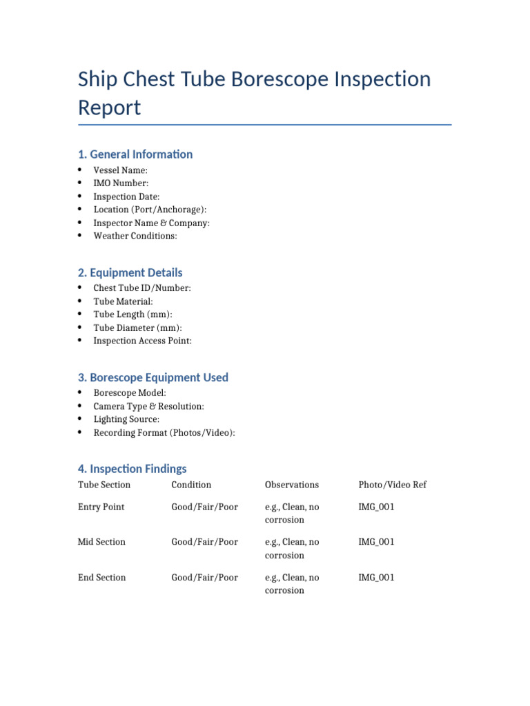 Ship Chest Tube Borescope Inspection Report | PDF