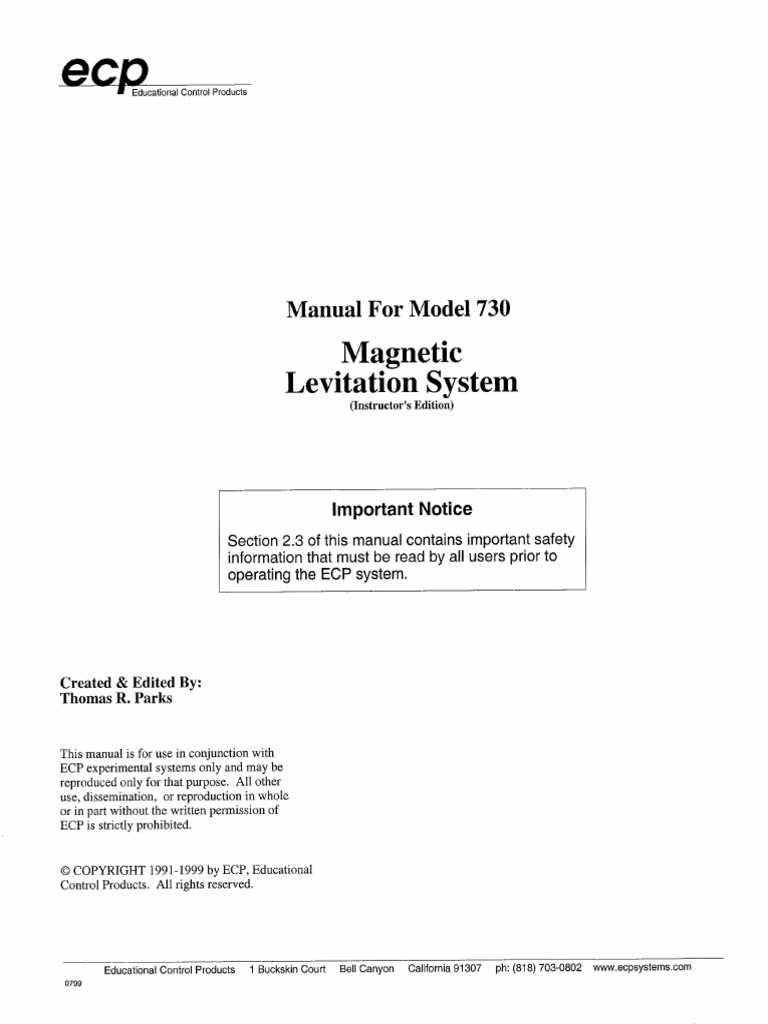 LabManual ECP730 Magnetic Levitation Apparatus | PDF