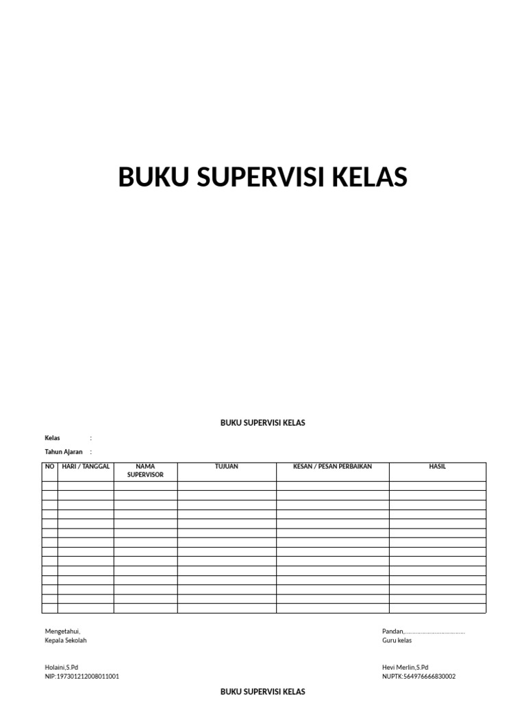 Buku Supervisi Kelas | PDF