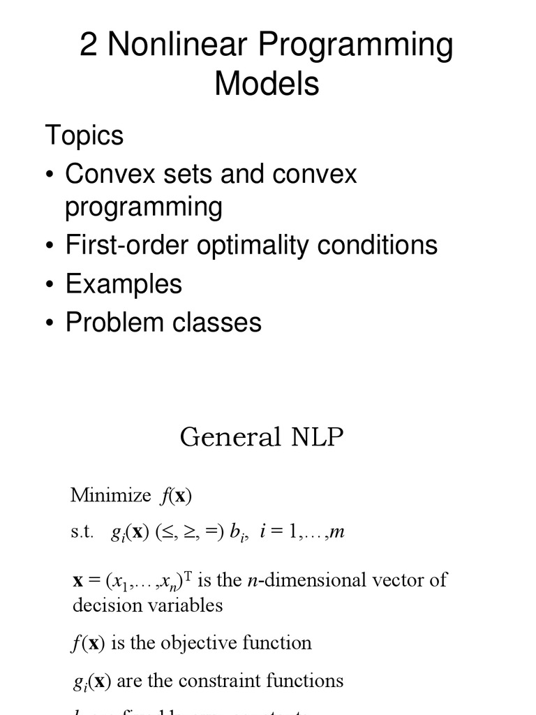 2 Nonlinear Programming Models | PDF | Mathematical Optimization ...