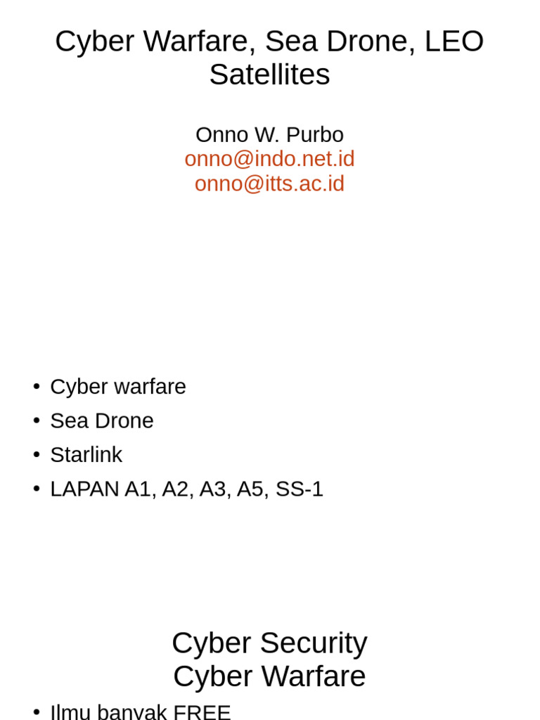 OWP 20240704 Cyberwarfare Seadrone Leo Satellite | PDF