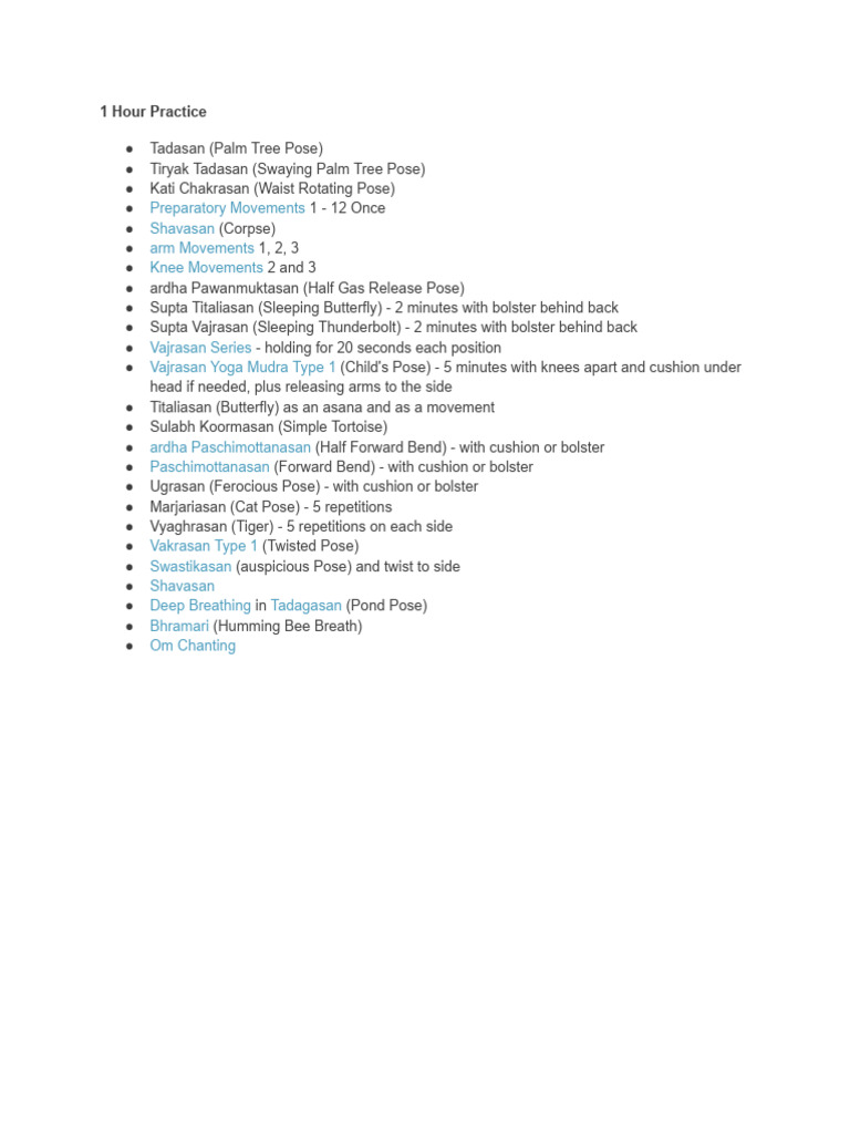 One Hour Hatha Yoga Sequence | PDF