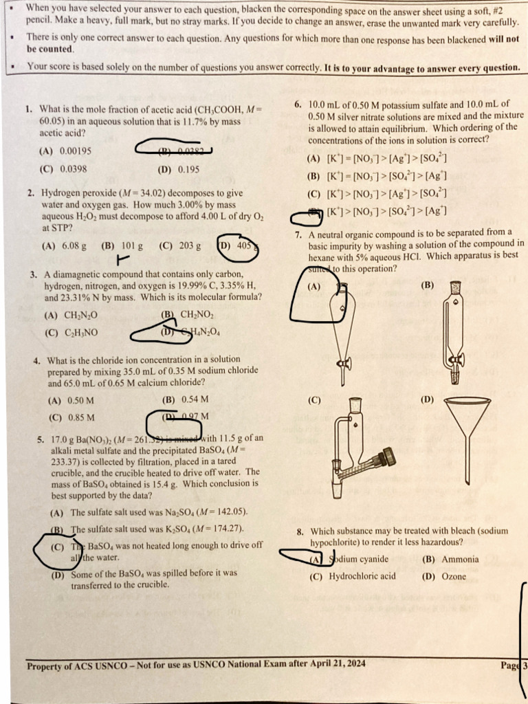 2024_USNCO_Part_I_Key | PDF