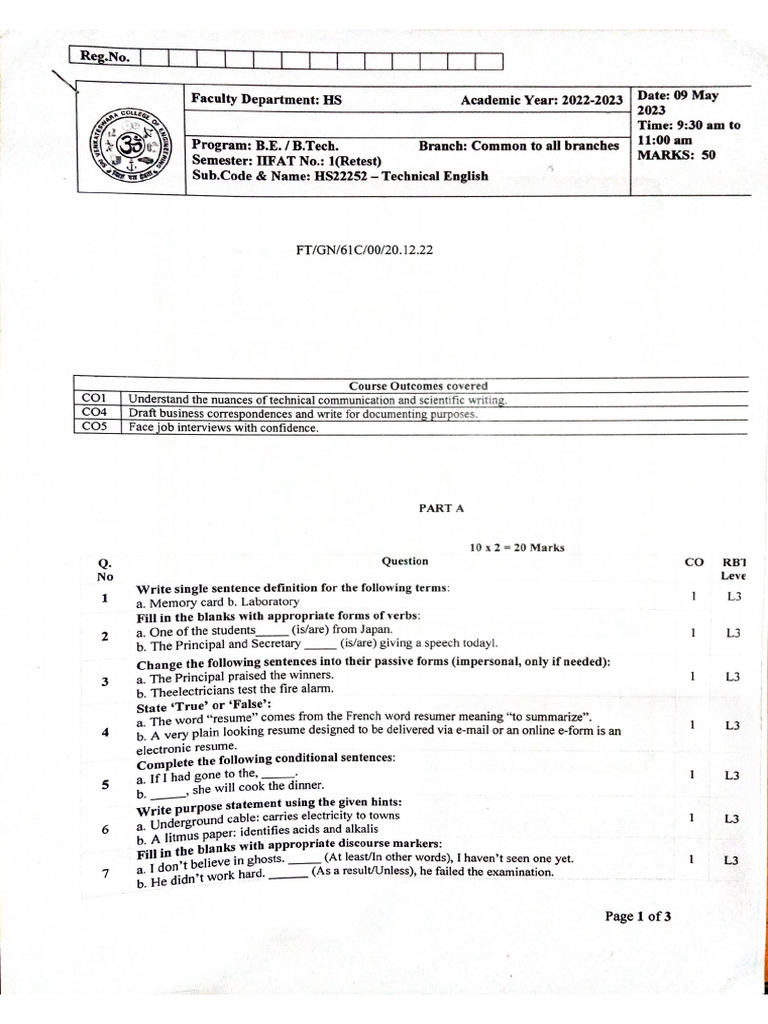 Mechanical Engineering CAT Question Paper | PDF