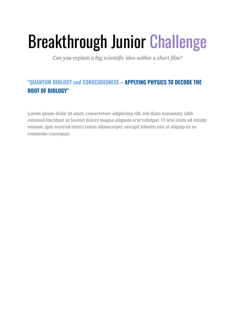 Breakthrough Challenge Research | PDF