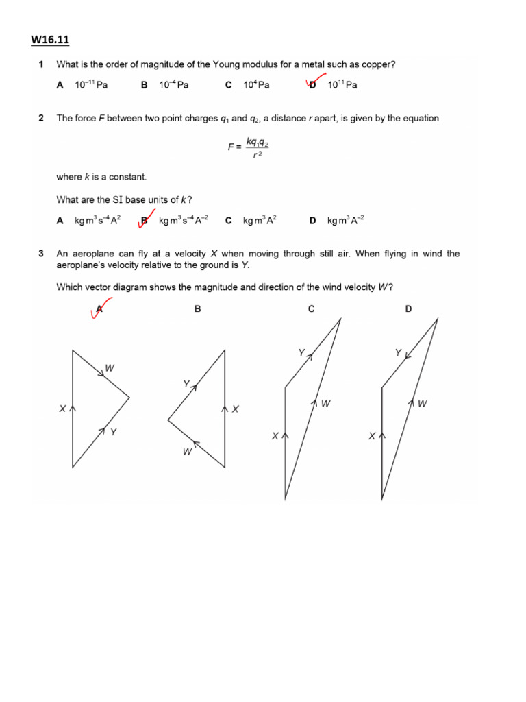 CIE AS Level Physics Measurements P1 w16-24 Solved | PDF