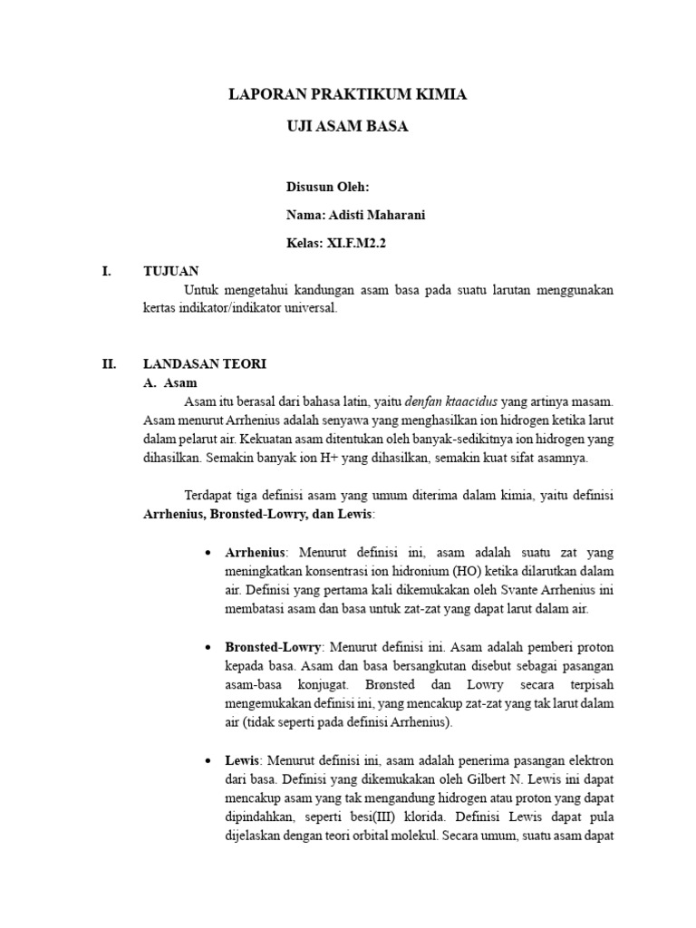 Praktikum Kimia 1 (Punya Adis) | PDF