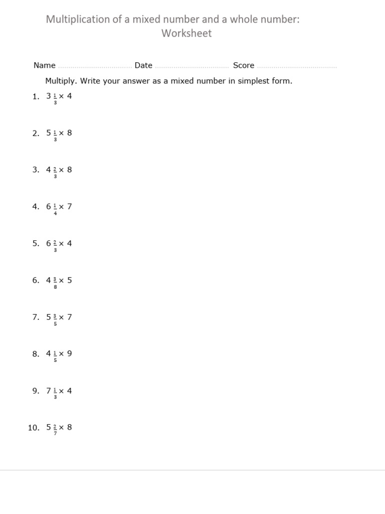 Multiplicatn Mixed Nbers | PDF