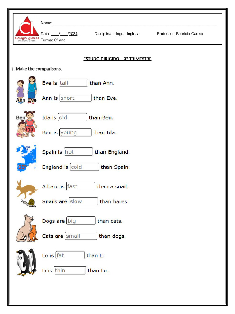 Estudo Dirigido 6T1 - 3º TRIM - IGLESIAS - 2024 | PDF