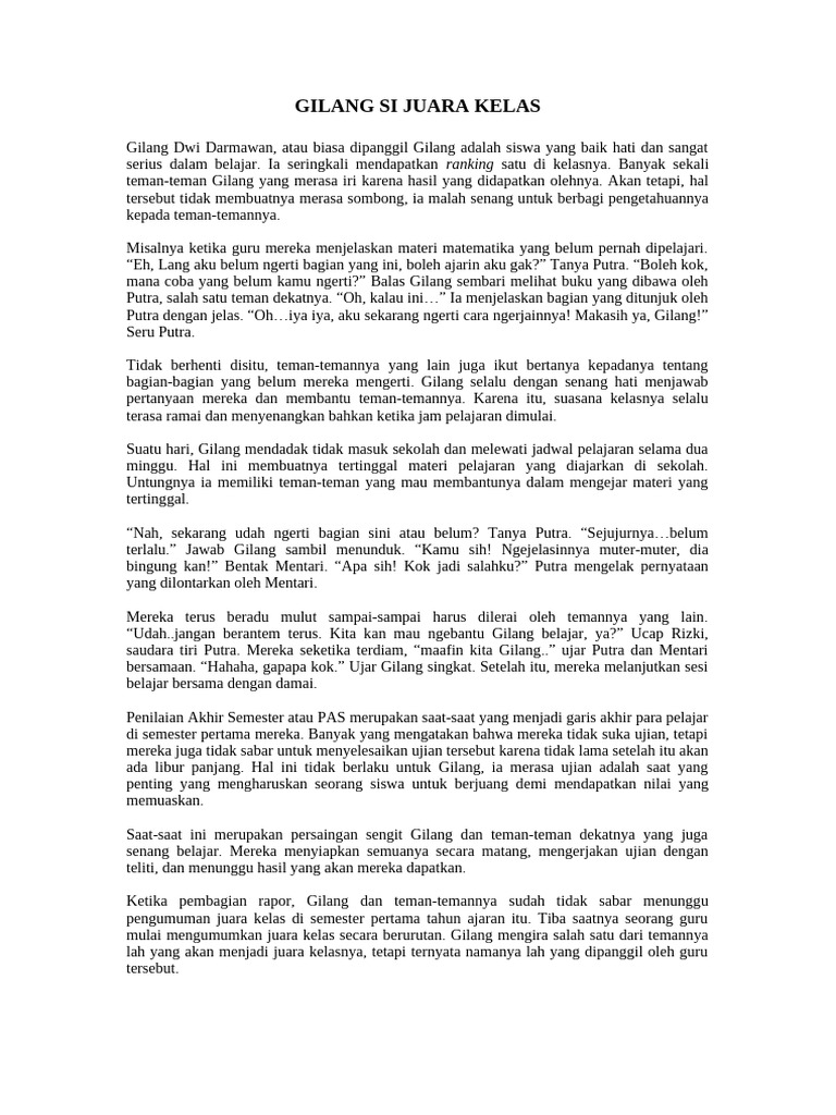 Gilang Si Juara Kelas | PDF