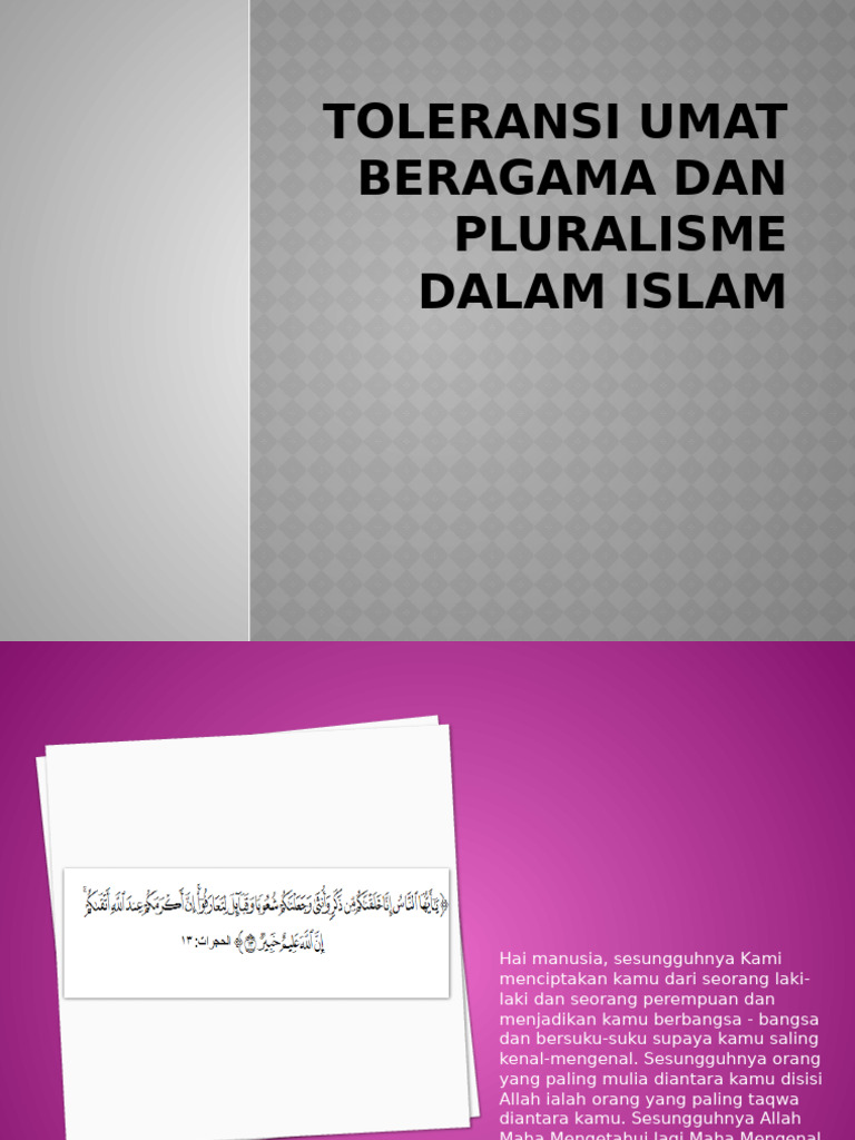 Toleransi dan Pluralisme dalam Islam | PDF