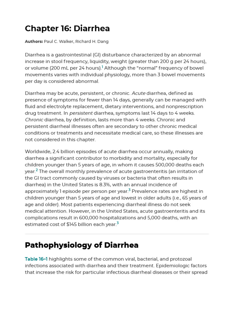 Chapter 16 - Diarrhea | PDF | Diarrhea | Blood Pressure
