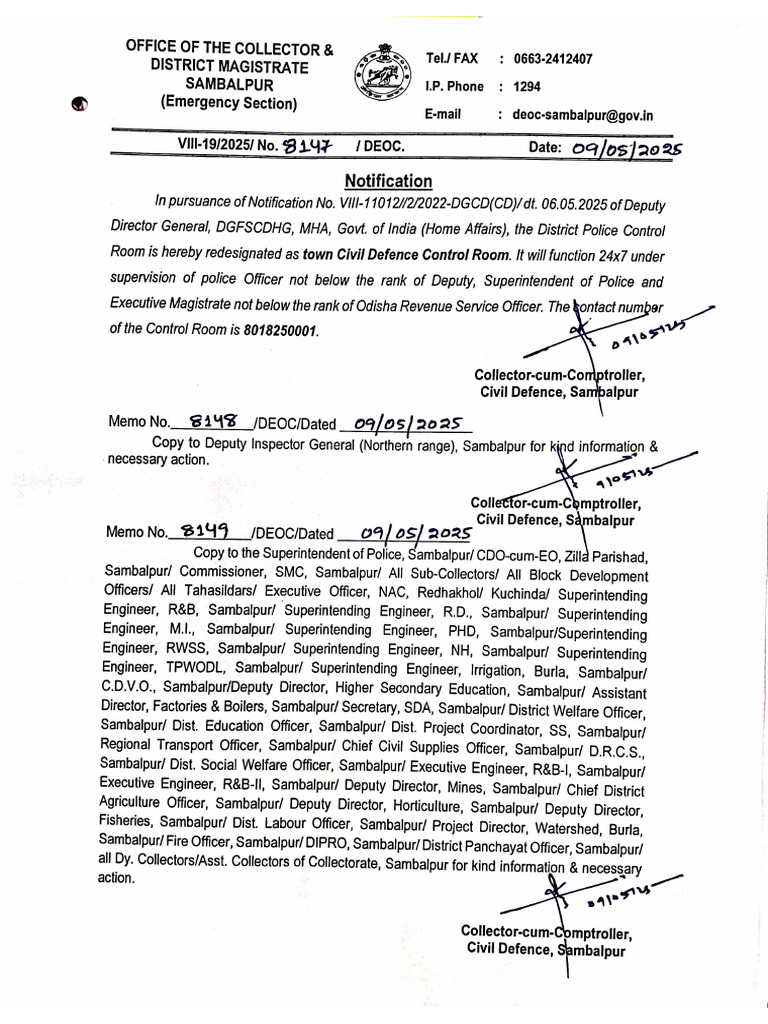 8147 - Notification of Town Civil Defence Control Room | PDF