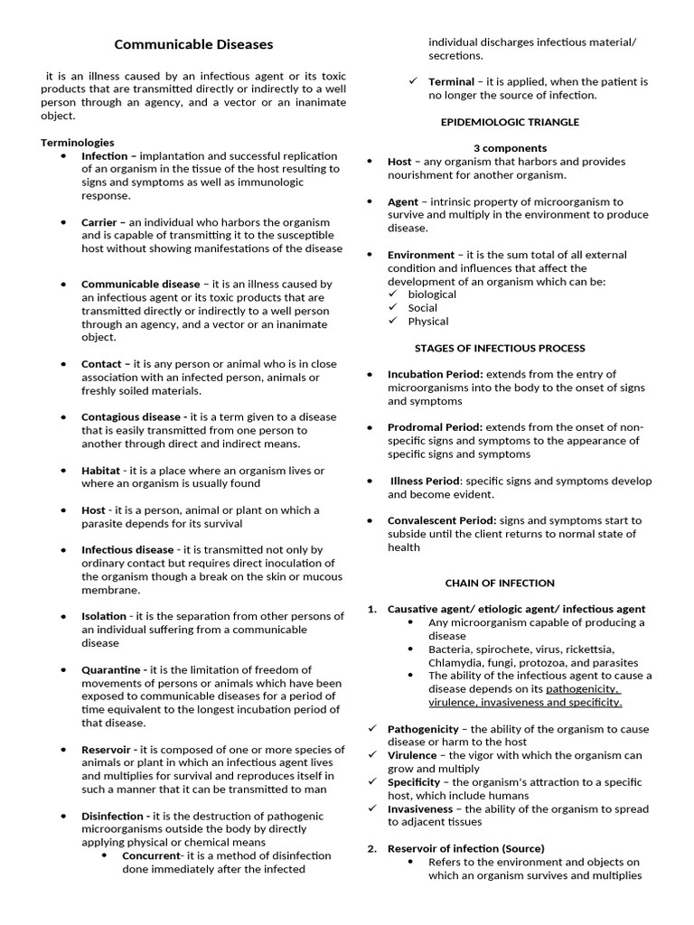 CHN 2 - Communicable Disease | PDF | Infection | Pathogen