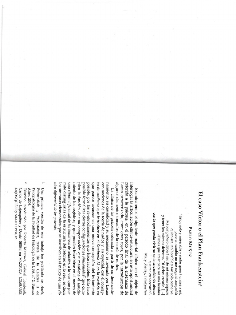 Clase 5. PsIJ. El Caso Victor o El Plan Frankenstein. Muñoz. | PDF