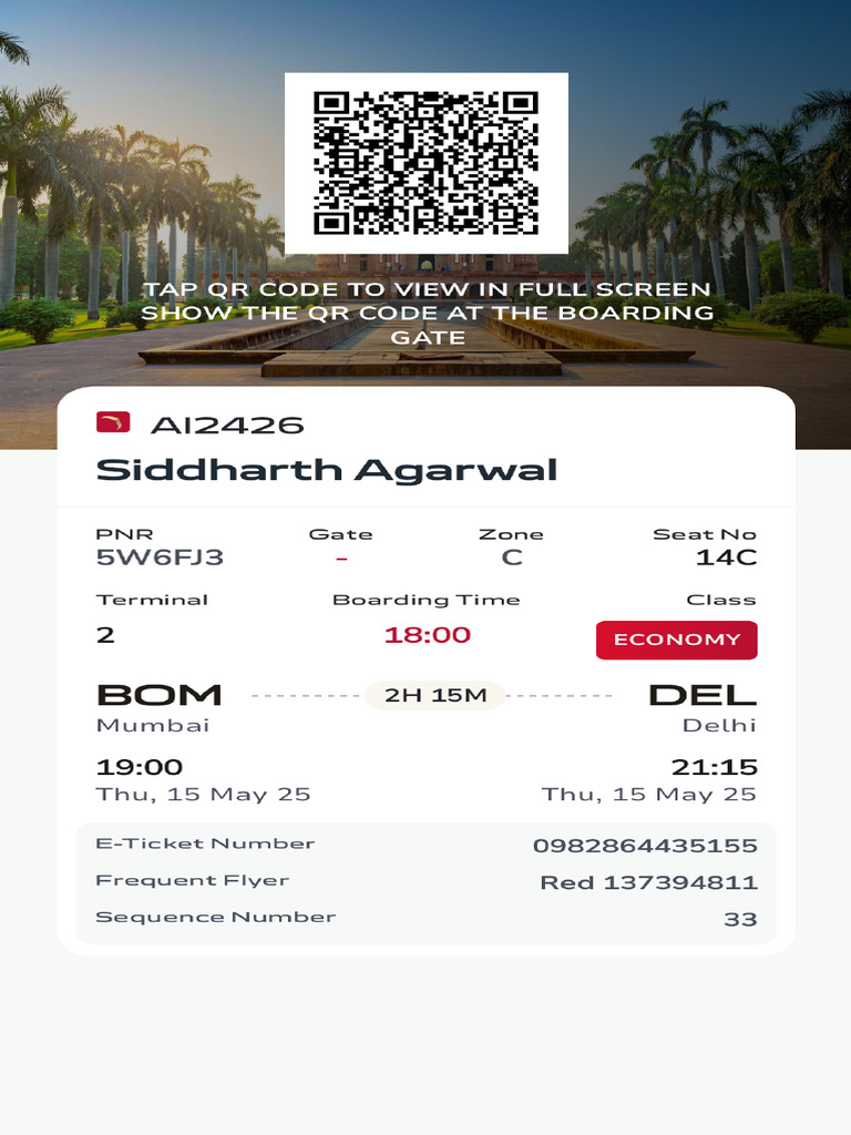 Air India Boarding Pass | PDF