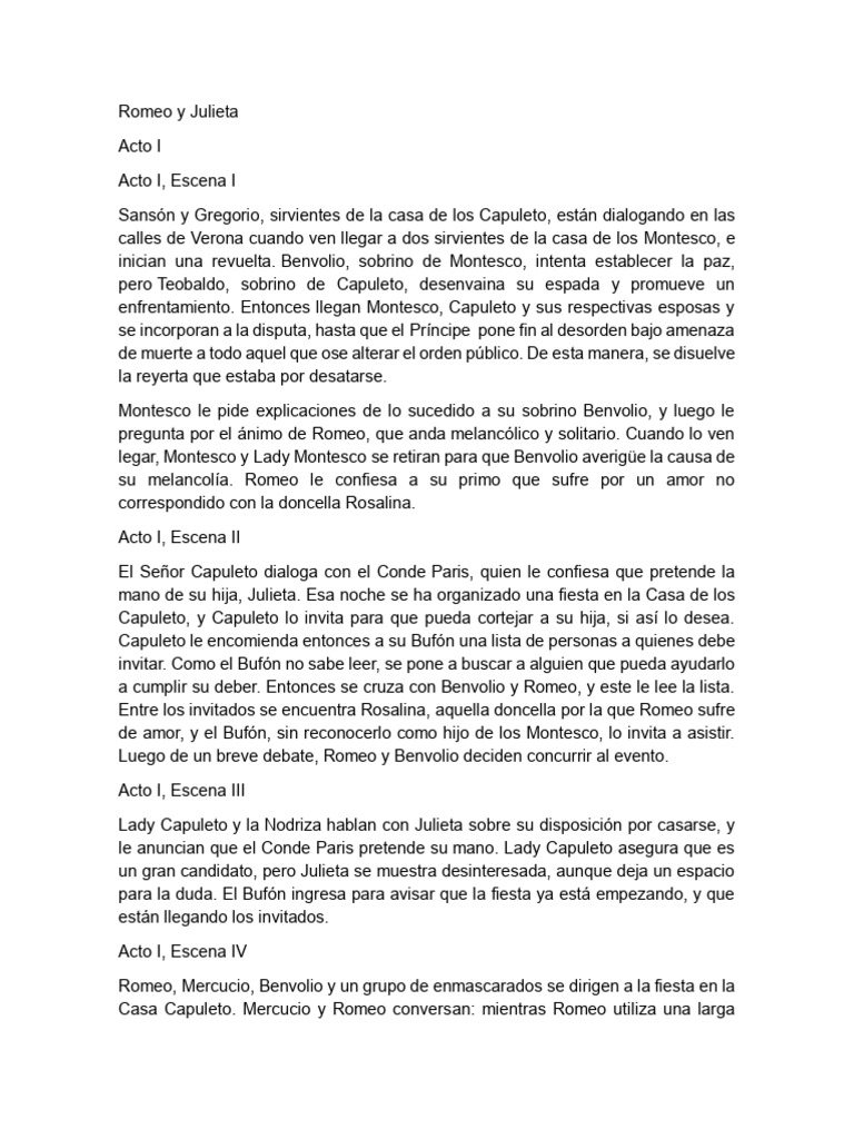 Resumen de Romeo y Julieta: Acto 2 | PDF | Romeo y Julieta
