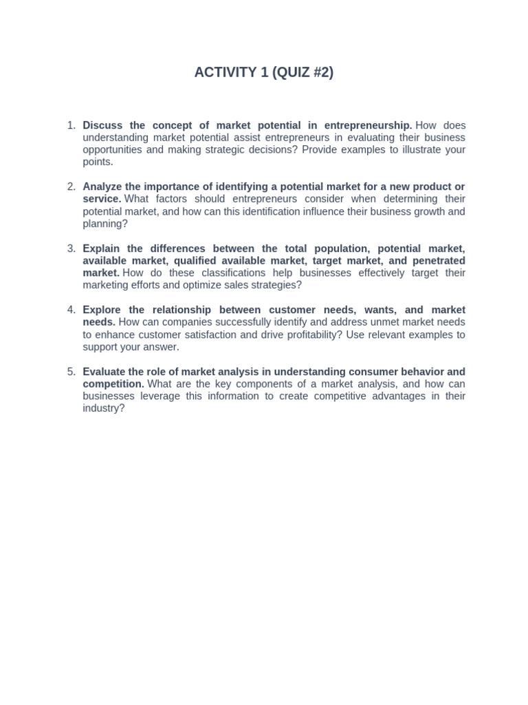 Understanding Market Potential in Entrepreneurship | PDF