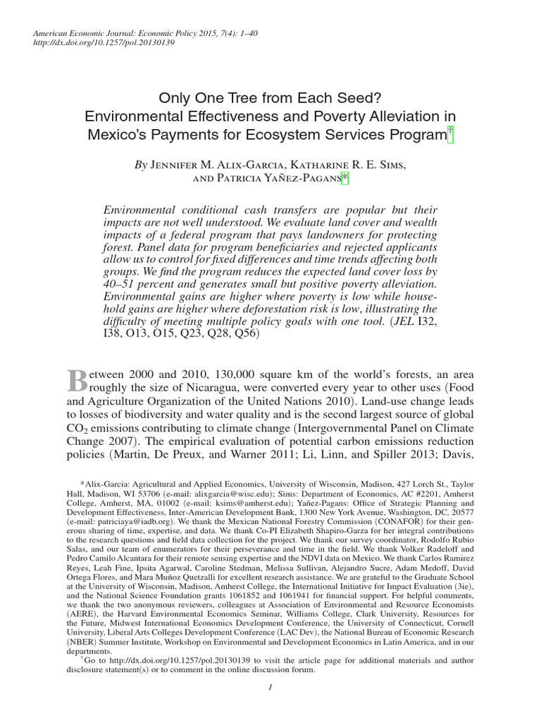 2015 Only One Tree From Each Seed Environmental e Ectiveness and ...