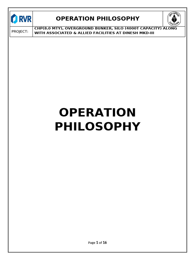 OPERATION PHILOSOPHY - CHP | PDF | Manufactured Goods | Equipment