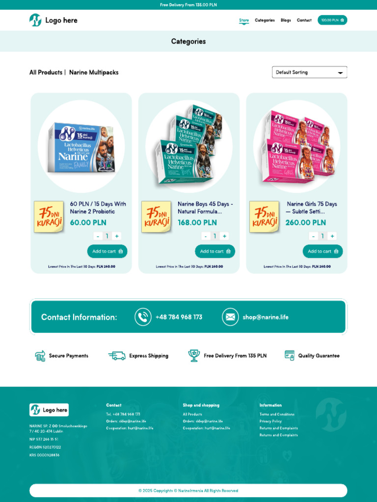 NARINE Probiotic Products Online Store | PDF