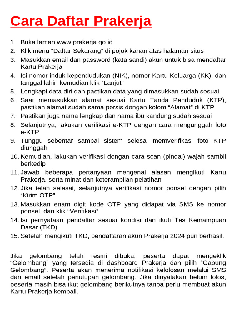 Cara Daftar Prakerja | PDF