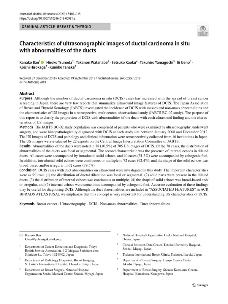 Characteristics of US Images of DCIS | PDF | Medical Ultrasound ...